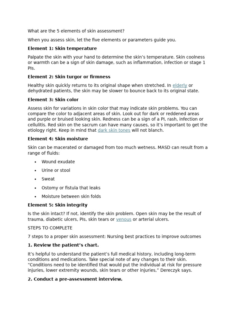 Skin Assessment | PDF | Clinical Medicine | Medical Specialties