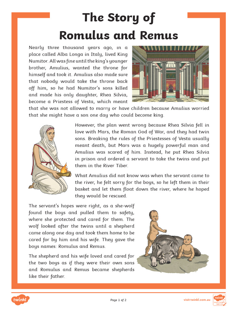 Romulus and Remus Short Story | PDF | Romulus And Remus | Ancient Roman ...