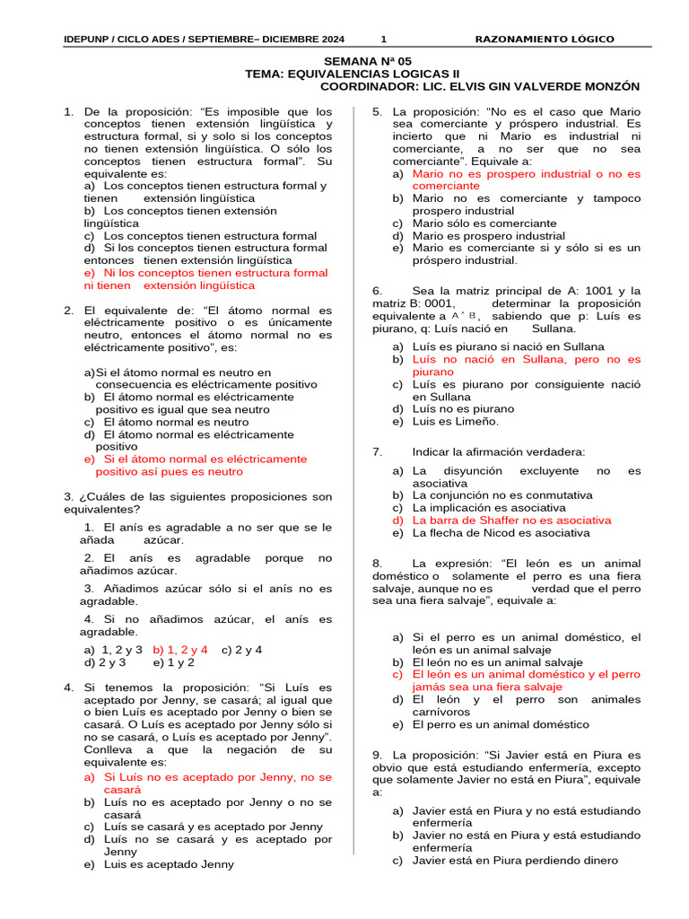 Raz - Log Sem5-Doc - Set-Dic - 5-2024 | PDF | Proposición | Lógica