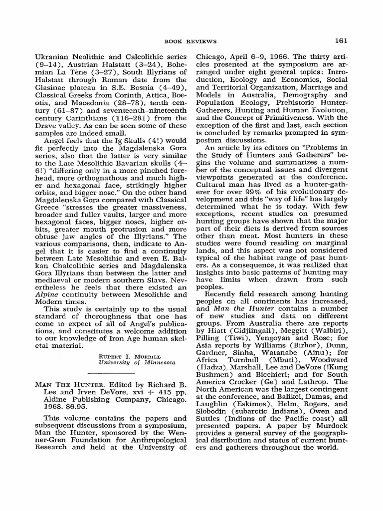 Man The Hunter Edited by Richard B Lee A | PDF | Hominidae