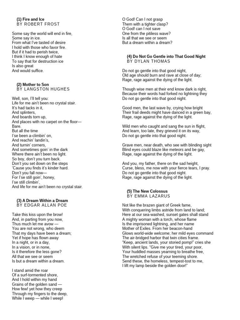 Poems For Literary Criticism | PDF | Poetry | Poems