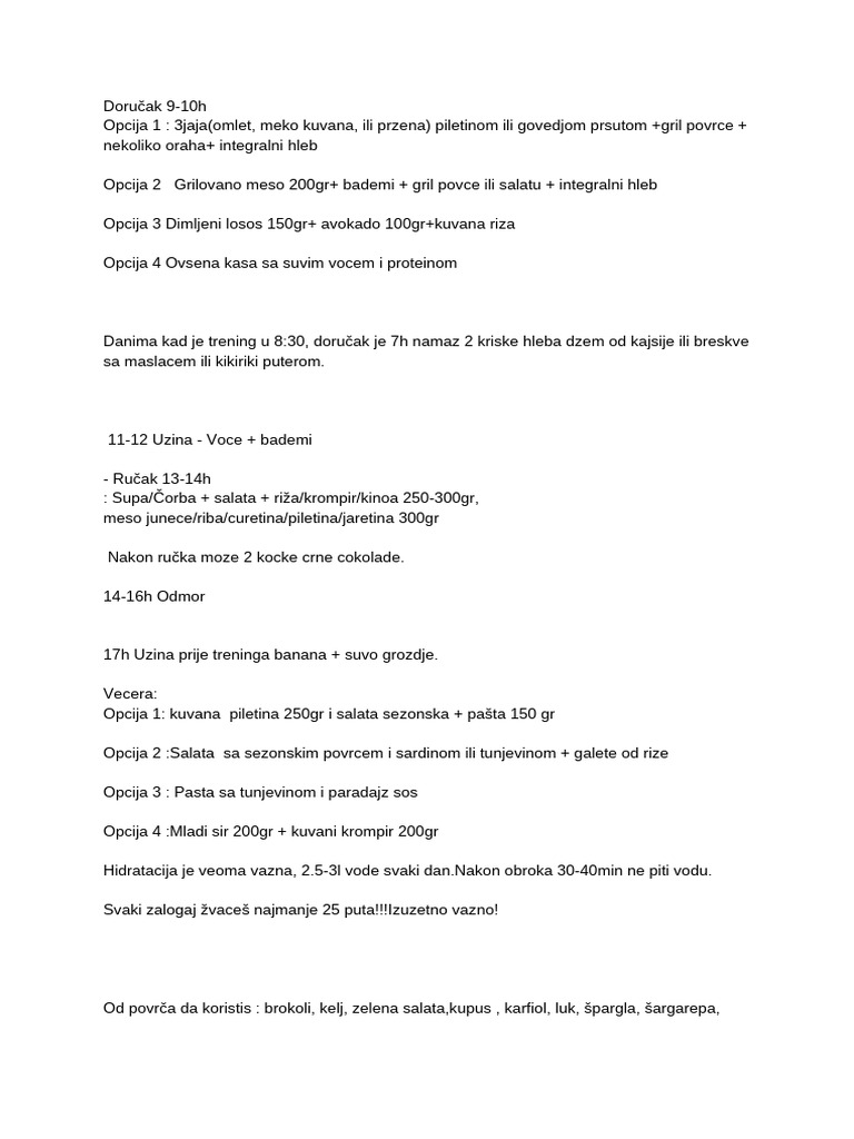 Plan Ishrane Pripreme | PDF