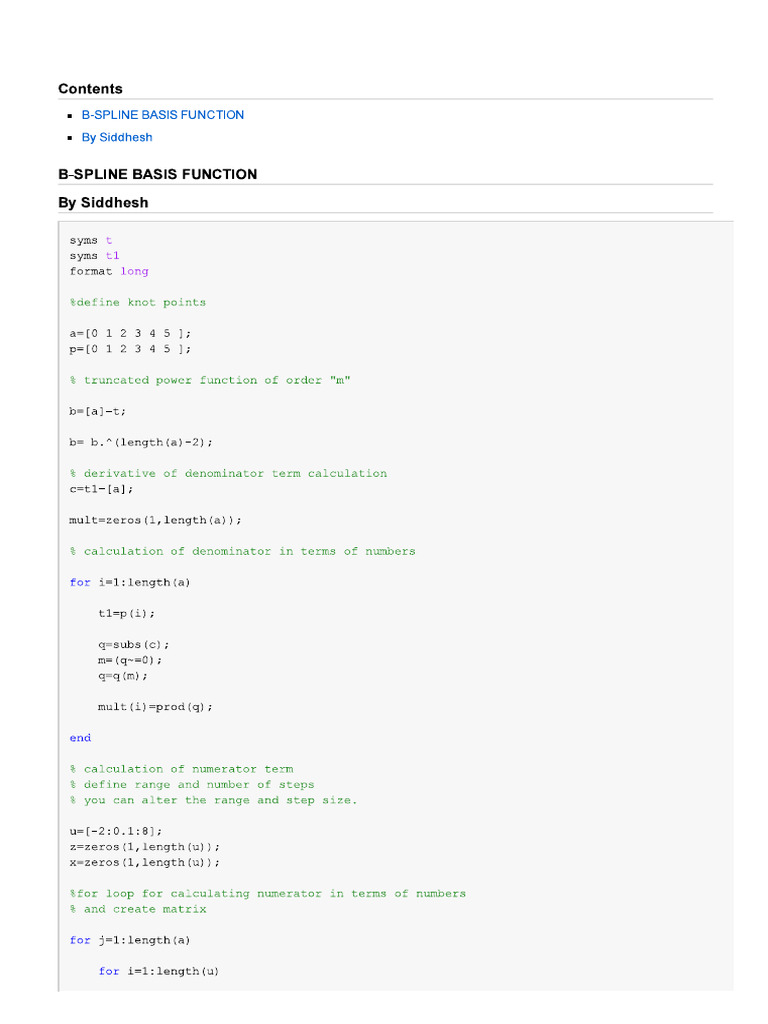 B SPLINE BASIS FUNCTION | PDF