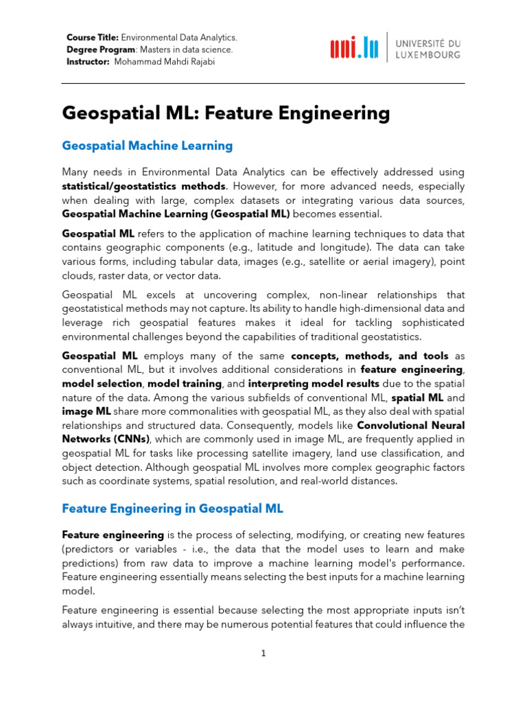 Geospatial ML - Feature Engineering | PDF | Principal Component ...