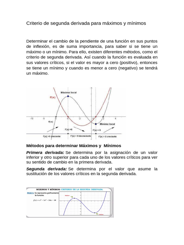 Criterio de Segunda Derivada para Máximos y Mínimos | PDF