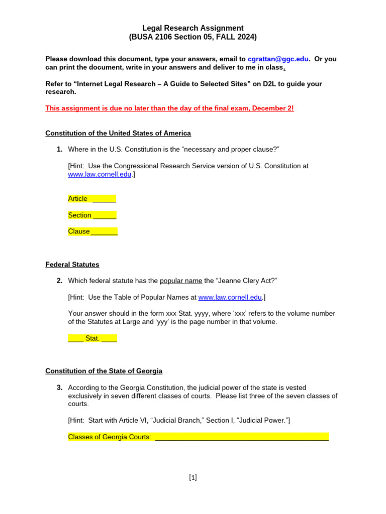 BUSA 2106 Section 05 Legal Research Assignment | PDF | Injunction | Federal Government Of The ...