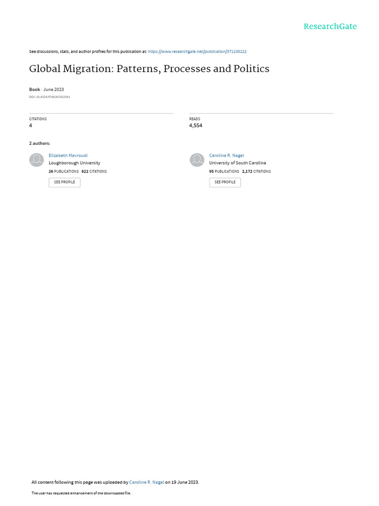 Global Migration Patterns Processes and Politics | PDF | Human ...