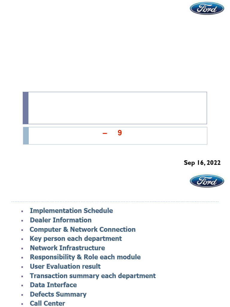 1.DMS - Implementation Summary - Ford LBM Lopburi BP (24801) - 20220917 | PDF