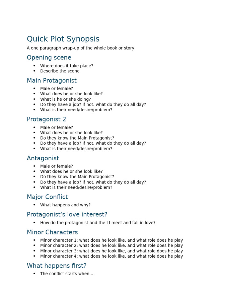 Quick Plot Synopsis | PDF