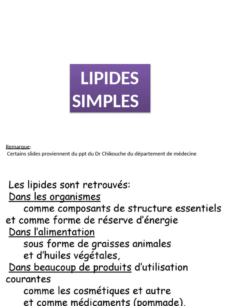 Etudiants Lipides Simples | PDF | Lipide | Acide gras