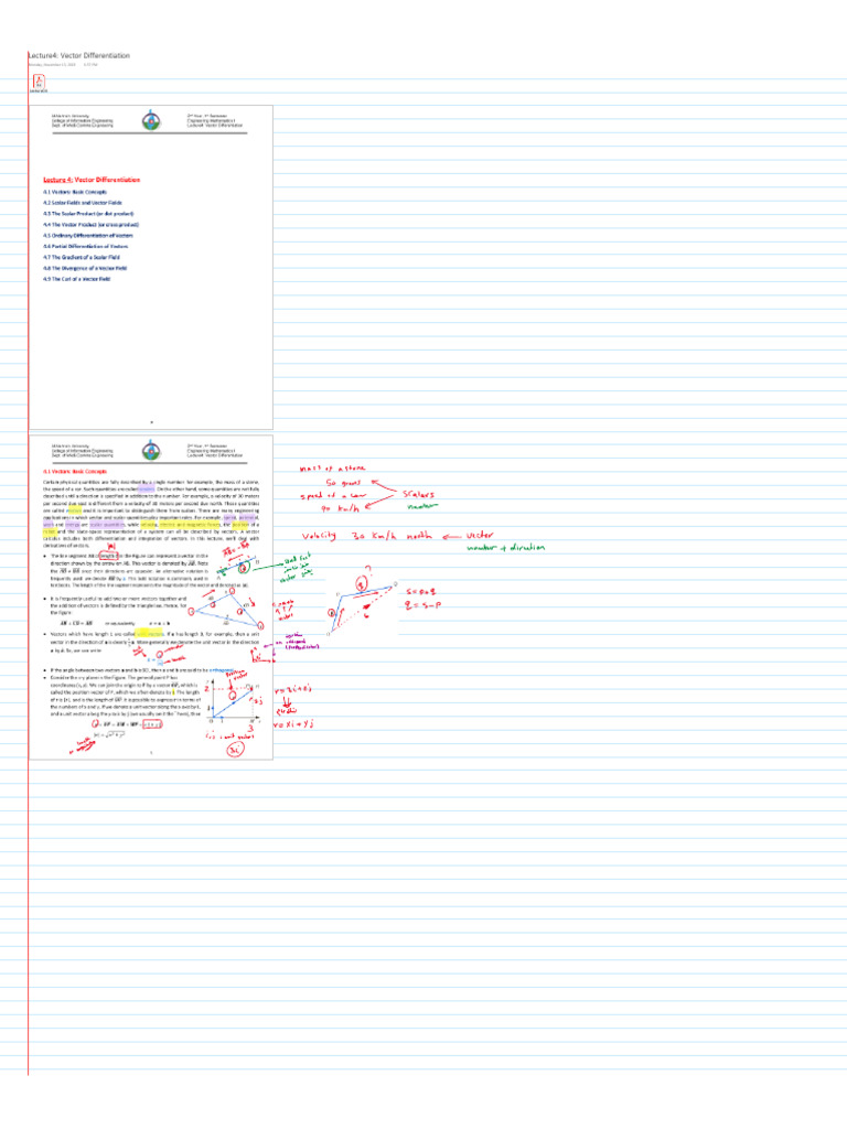 Lecture4 Vector Differentiation | PDF
