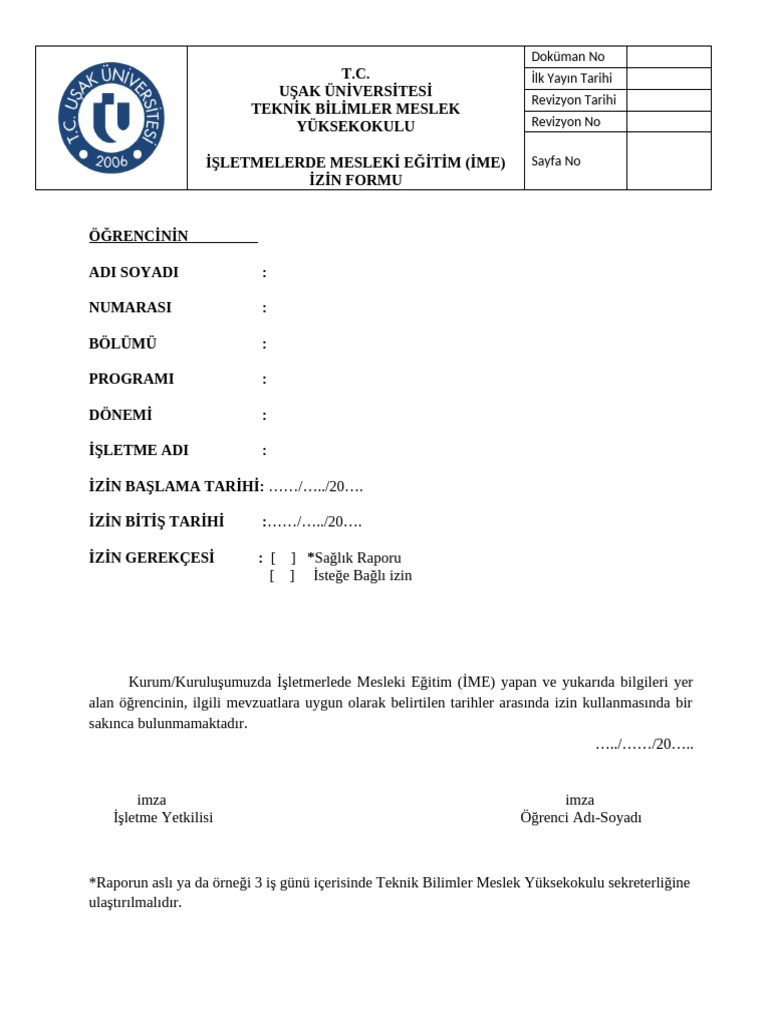 8. İME İzin Formu | PDF