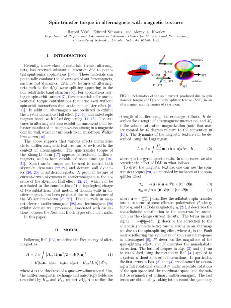 Altermagnetic Skyrmions | PDF | Spin (Physics) | Magnetic Field