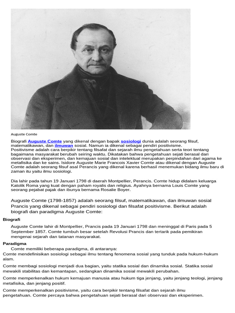 Biografi Auguste Comte | PDF