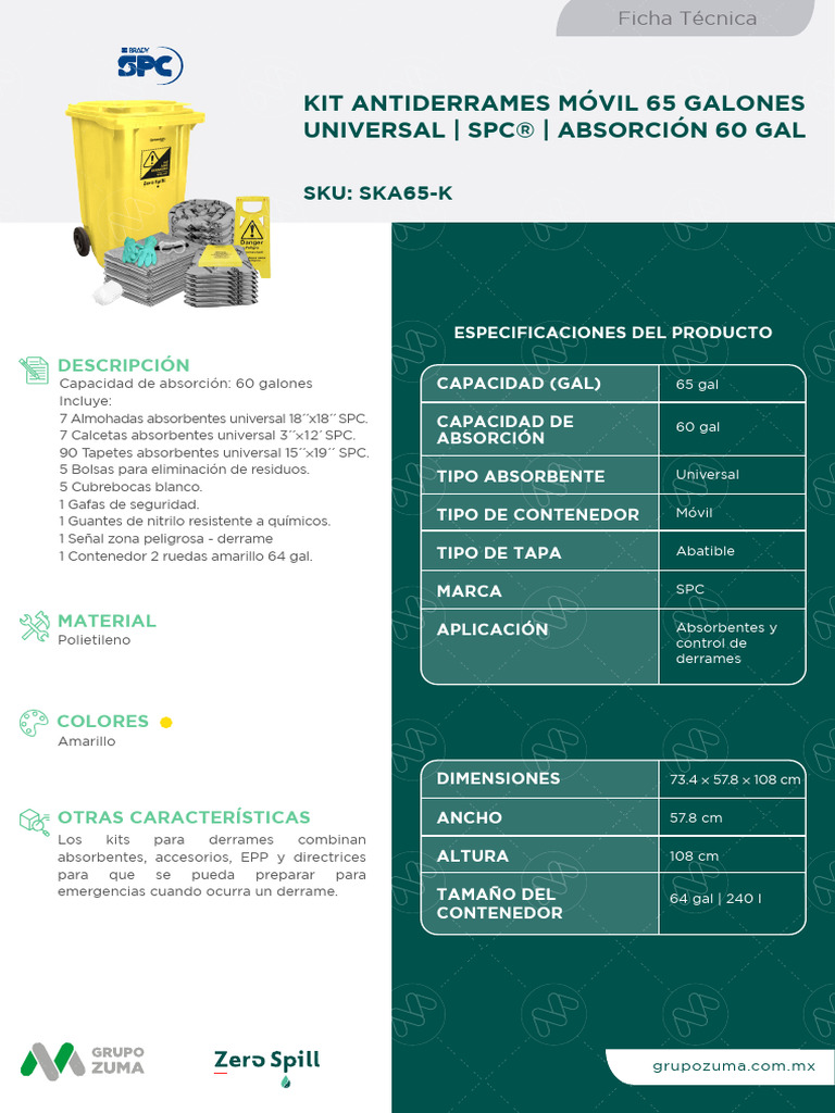 ficha-tecnica-kit-antiderrames-movil-universal-spc-65-gal-01 | PDF
