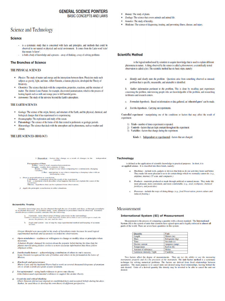 (General Science) Condensed Notes | PDF