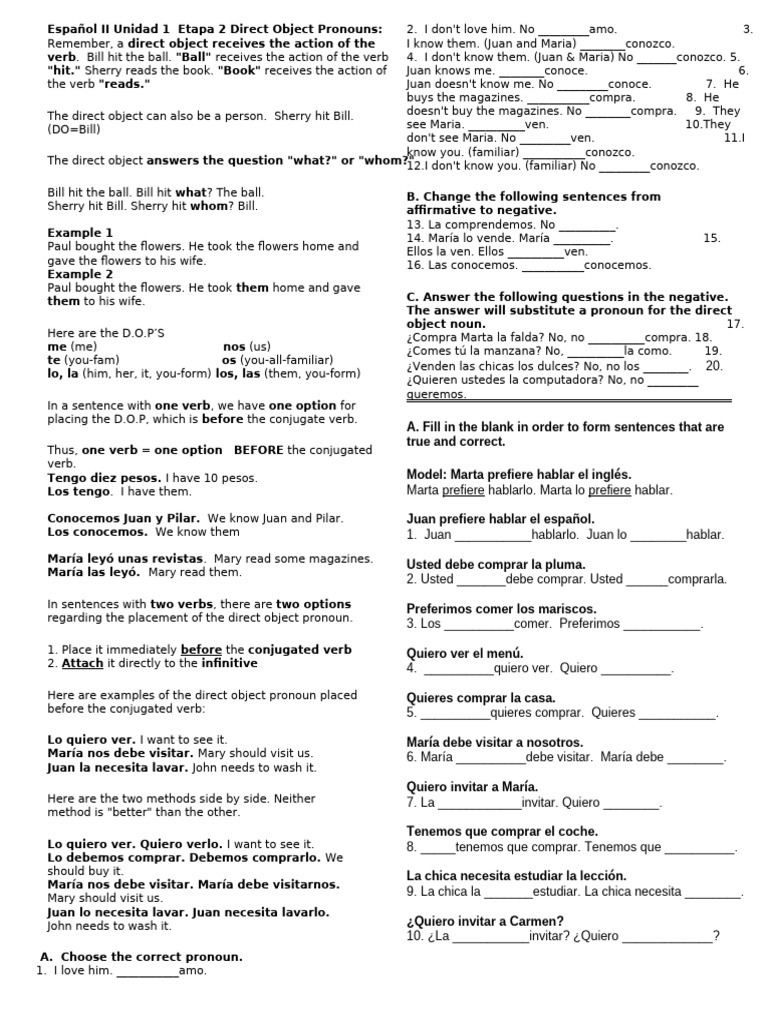 D.O.P. Practice and Exercises | PDF | Verb | Syntax