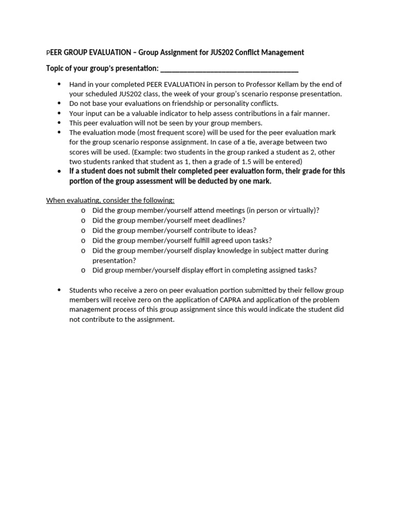 Peer Evaluation Form (3) | PDF | Evaluation | Cognition