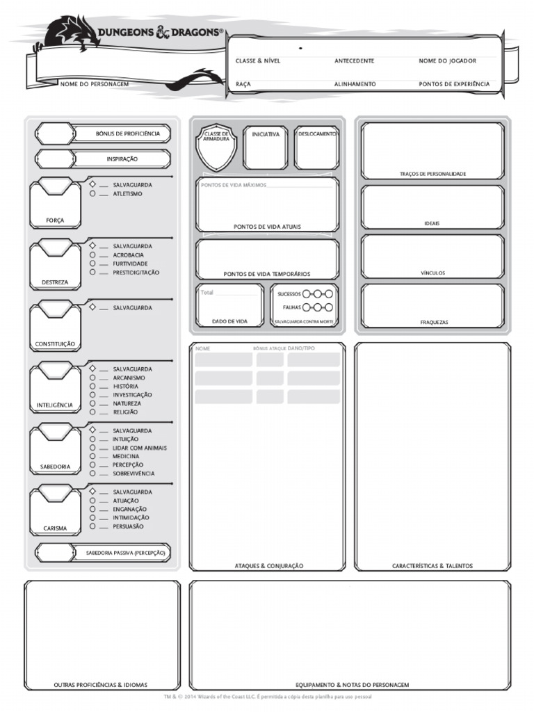 Ficha D&D 5e Editável | PDF