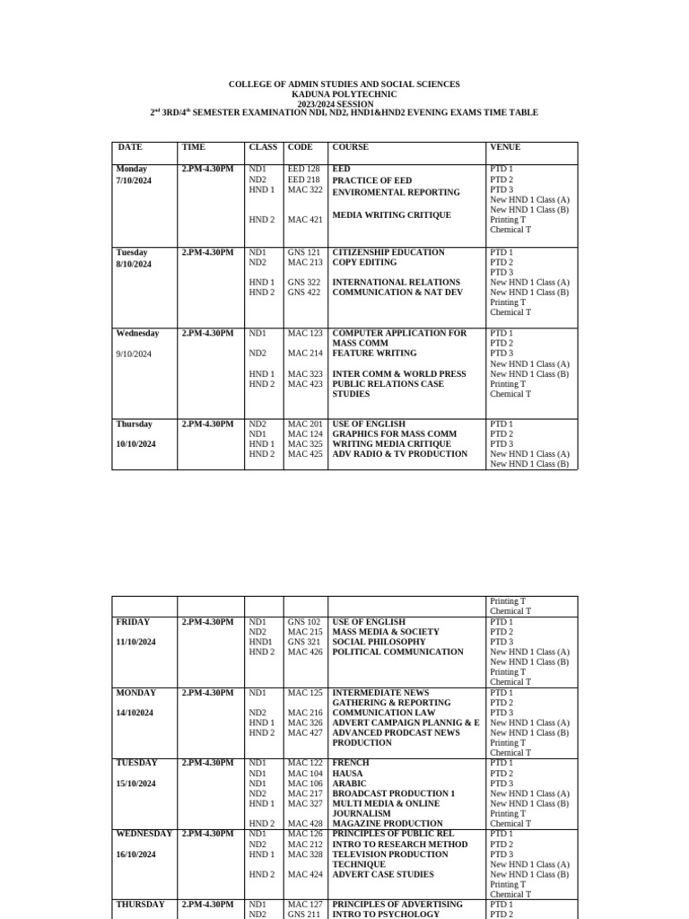 October Evenng Time Table | PDF | Entertainment | Communication Design