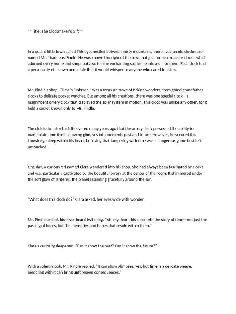 Title - The Clockmaker's Gift | PDF | Clock