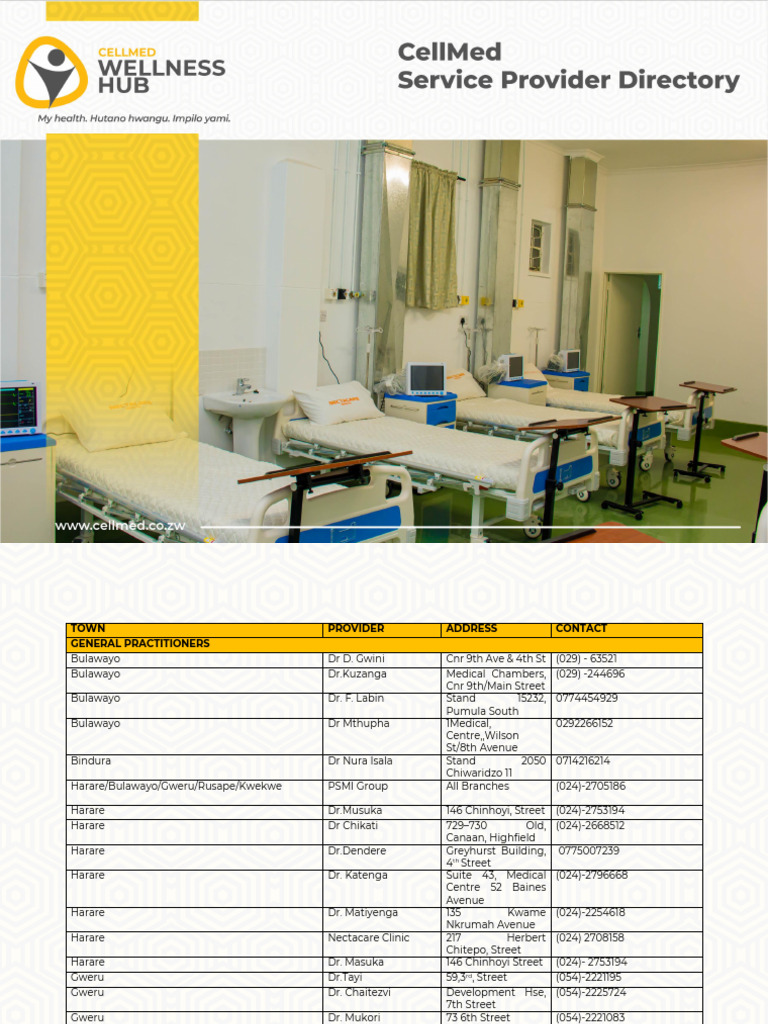 CellMed Wellness Hub Contact Directory | PDF | Optometry | Health Care