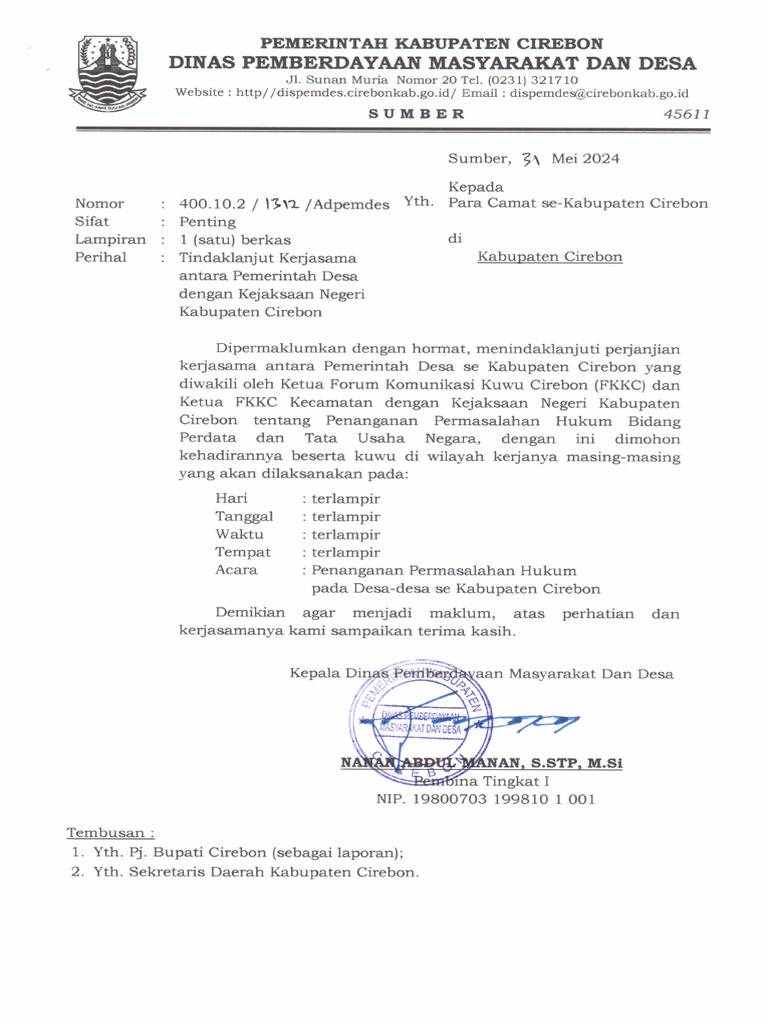 Tindak Lanjut MOU Pemdes Dan Kejaksaan | PDF