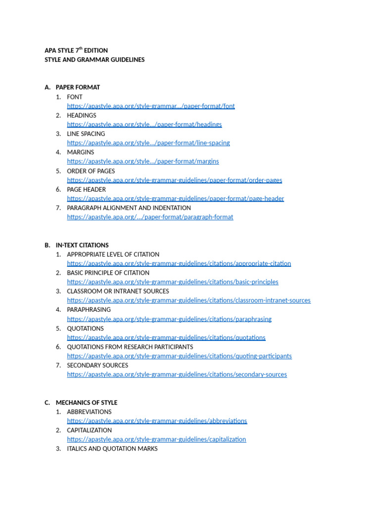 Apa 7th Edition, Style and Grammar Guidelines | PDF | Apa Style ...