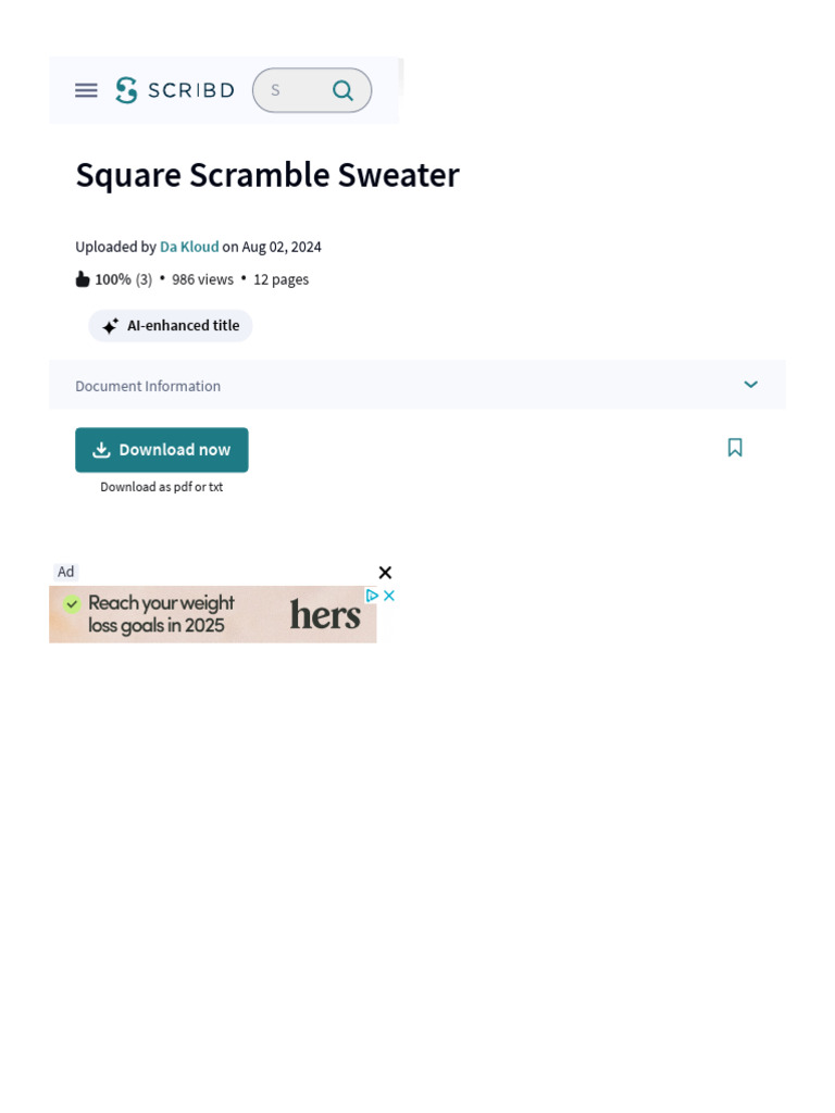 Square Scramble Sweater PDF Crochet Gauge (Knitting)(1) | PDF | Sweater | Scribd