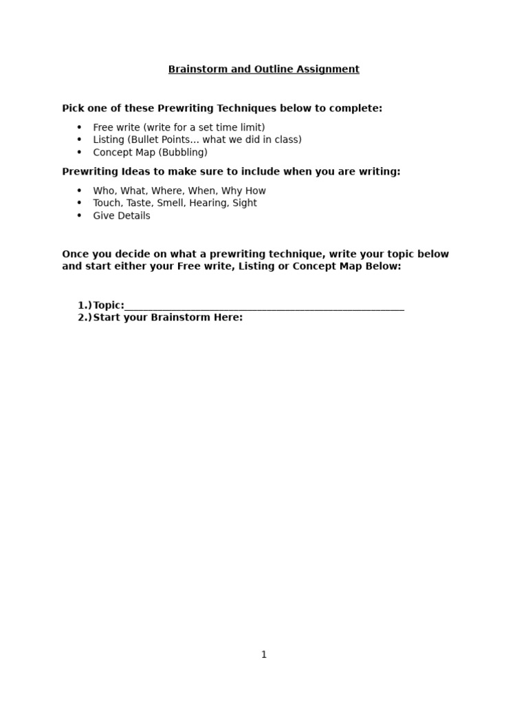 Prewriting Techniques and Brainstorming Guide | PDF | Human Communication