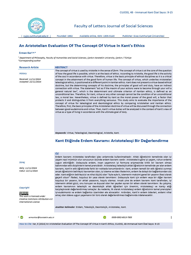 Kant Et - Nde Erdem Kavrami - Ar - Stoteles - B - R de - Erlend - Rme (#1583090) - 4356493 | PDF