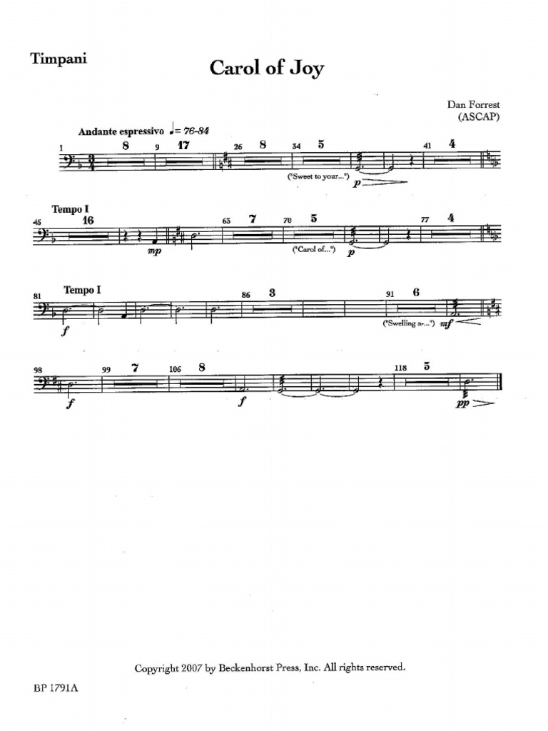 Carol of Joy_Timpani | PDF