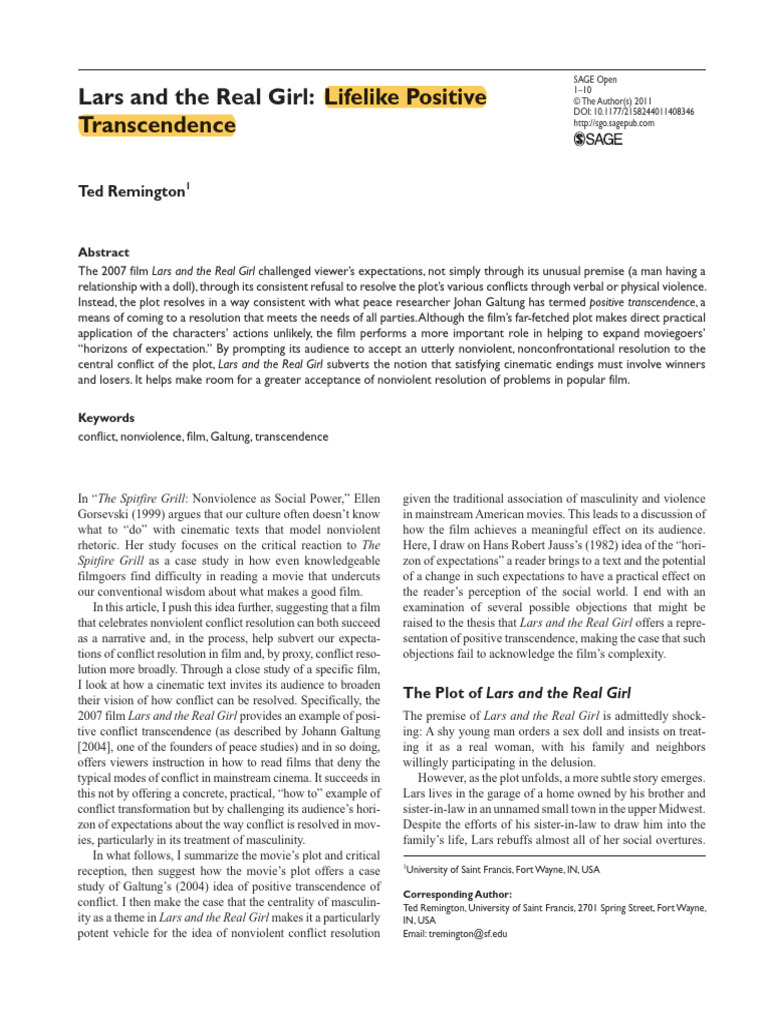 Nonviolent Conflict Resolution in Film | PDF | Genre | Plot (Narrative)