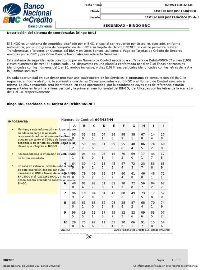 Guía de Seguridad BINGO BNC | PDF | Tarjeta de débito