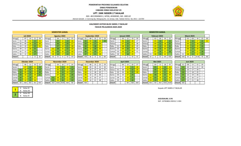 Kalender Sistem Blok 2024-2025 | PDF