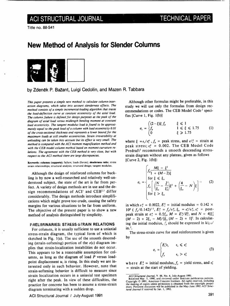 New Method of Analysis for Slender Columns | PDF | Deformation (Engineering) | Column