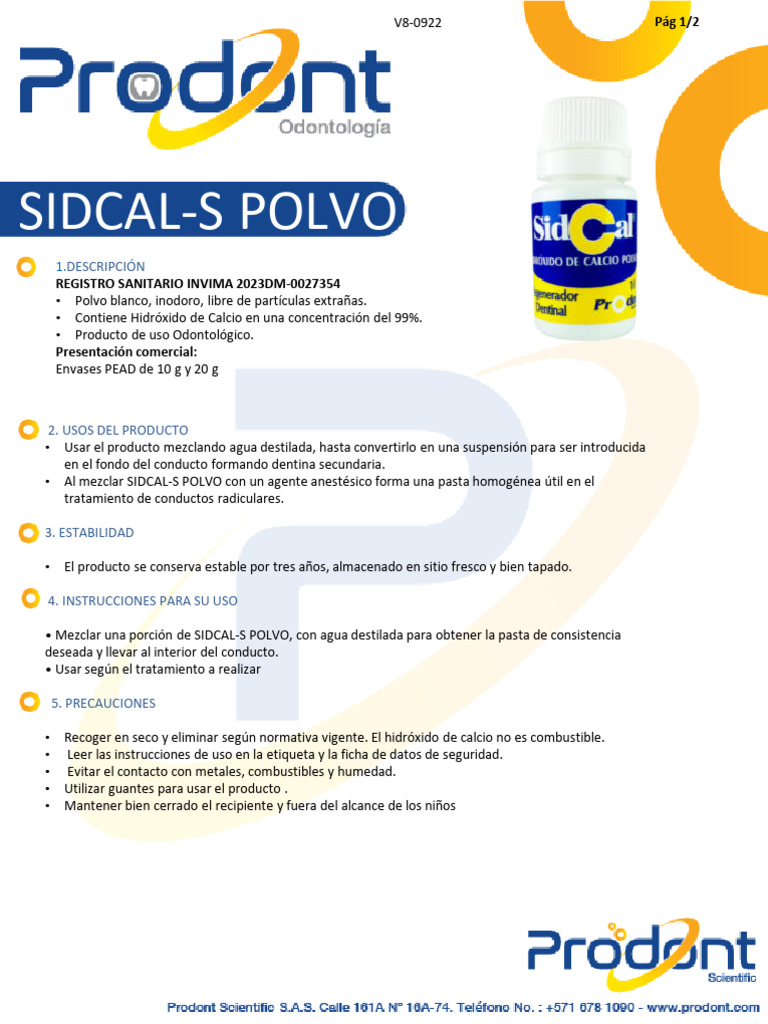 Ficha Tecnica Sidcal Polvo | PDF