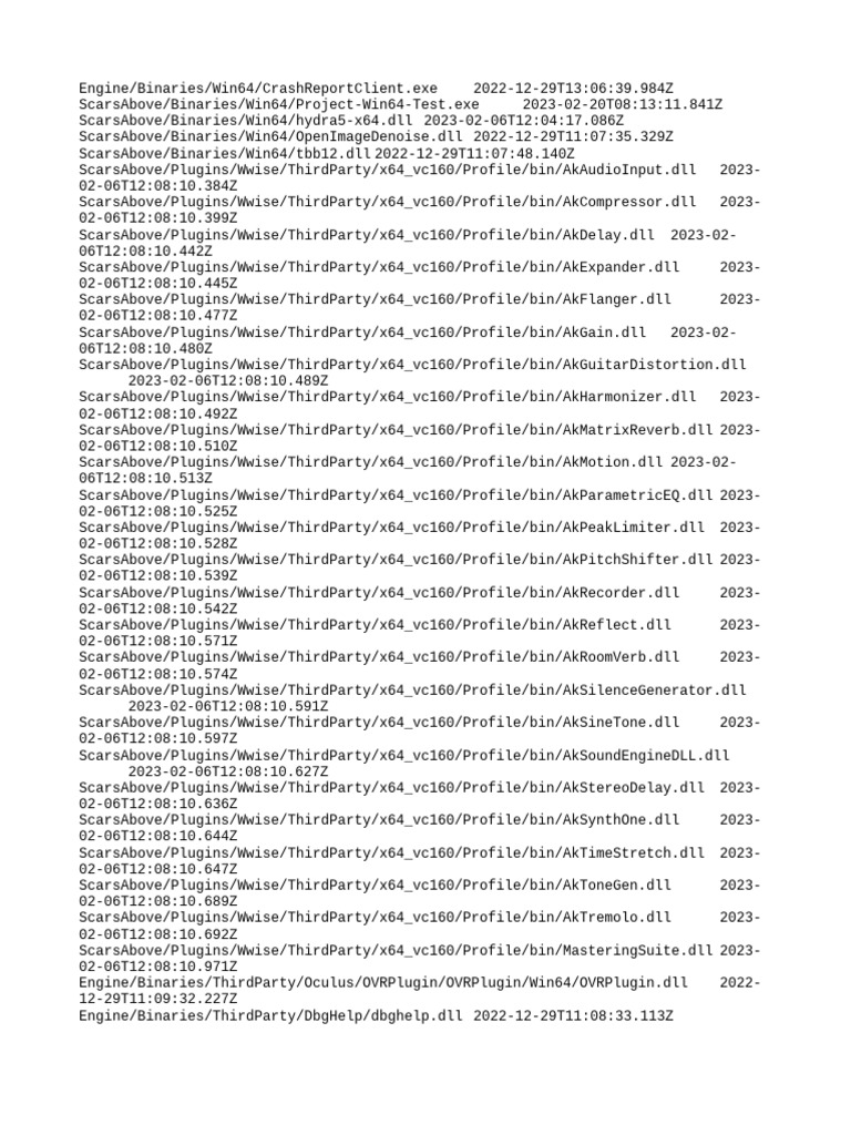 ScarsAbove Binaries & Cutscenes List | PDF | Microsoft Software | Computer File