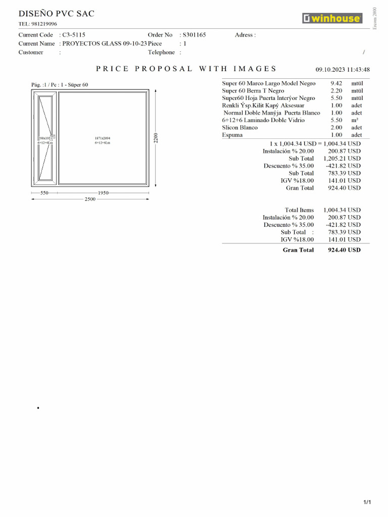 Proyectos Glass (Cotizacion) | PDF
