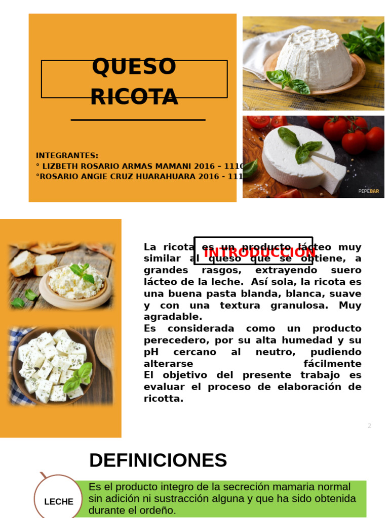 ESXPOSICION DE QUESO RICOTA | PDF | Ricotta | Queso