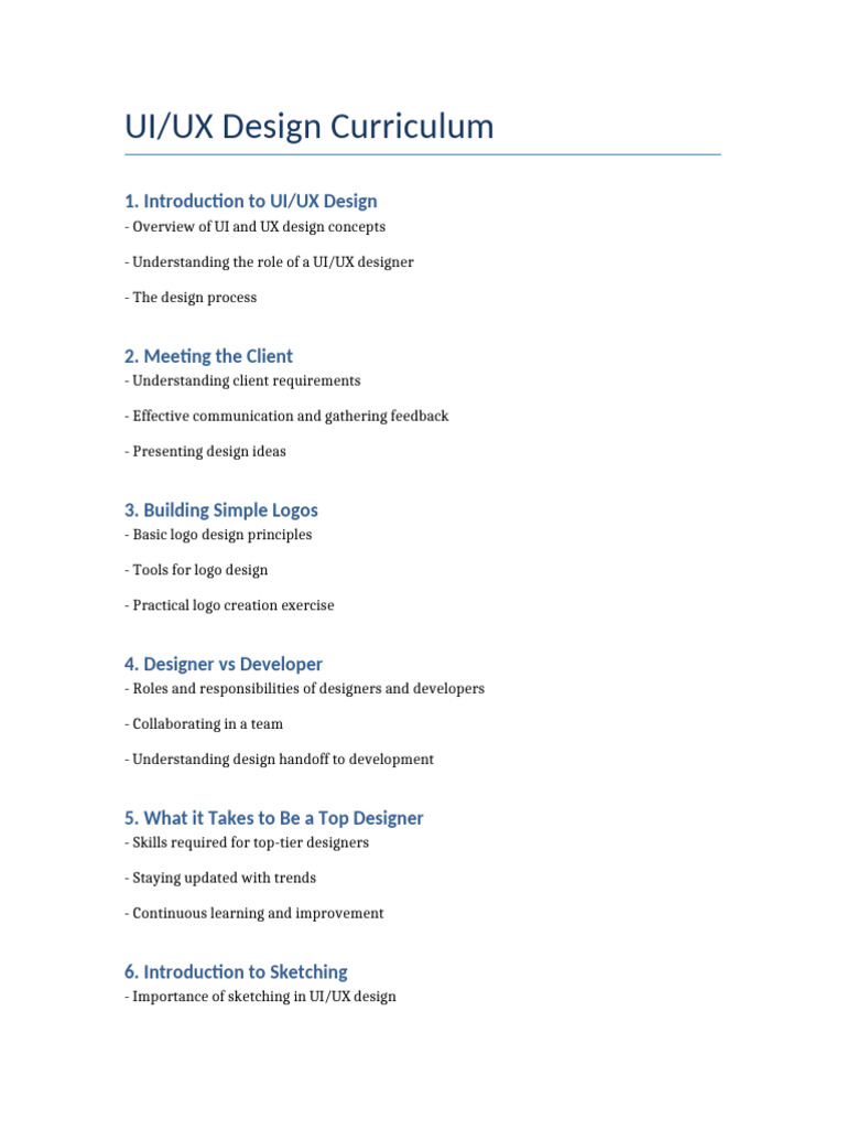 UI UX Design Curriculum | PDF | Human Communication | Design