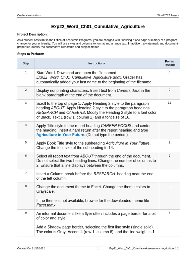 Exp22 Word Ch01 Cumulative Agriculture Instructions Pdf Paragraph