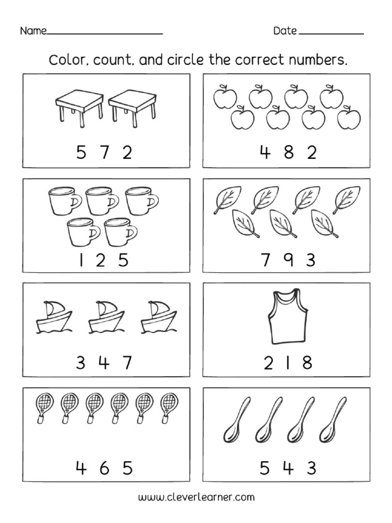 Counting Preschool Number Worksheets 07 | PDF