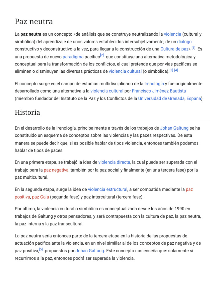 Paz neutra - Wikipedia, la enciclopedia libre | PDF | Paz | Violencia