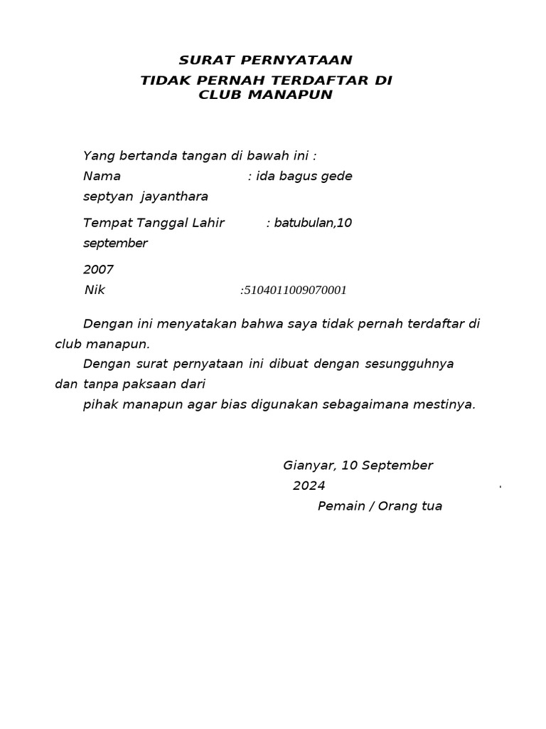 Surat Pernyataaan | PDF