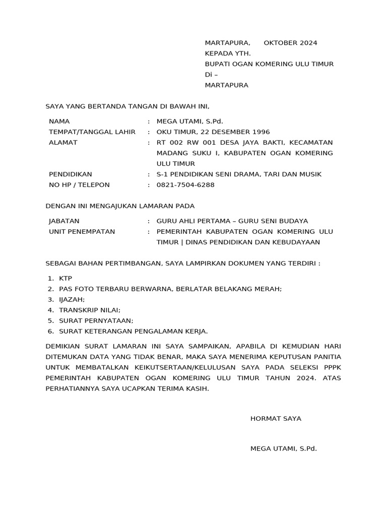 SURAT-SURAT PPPK MEGA UTAMI | PDF