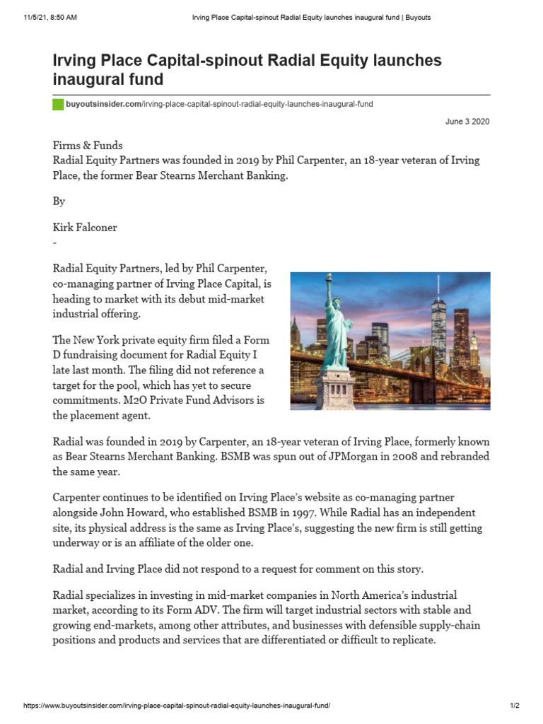Radial Equity Launches First Fund | PDF | Asset Management | Financial ...