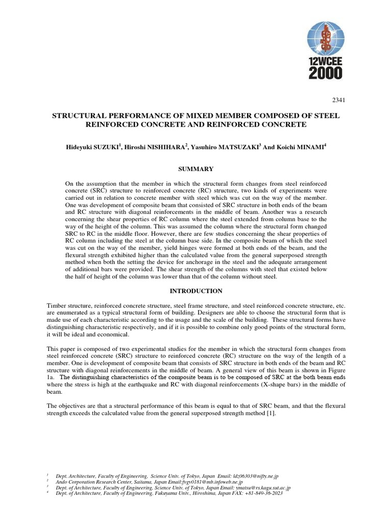 Structural Performance of Mixed Member Composed of Steel | PDF ...