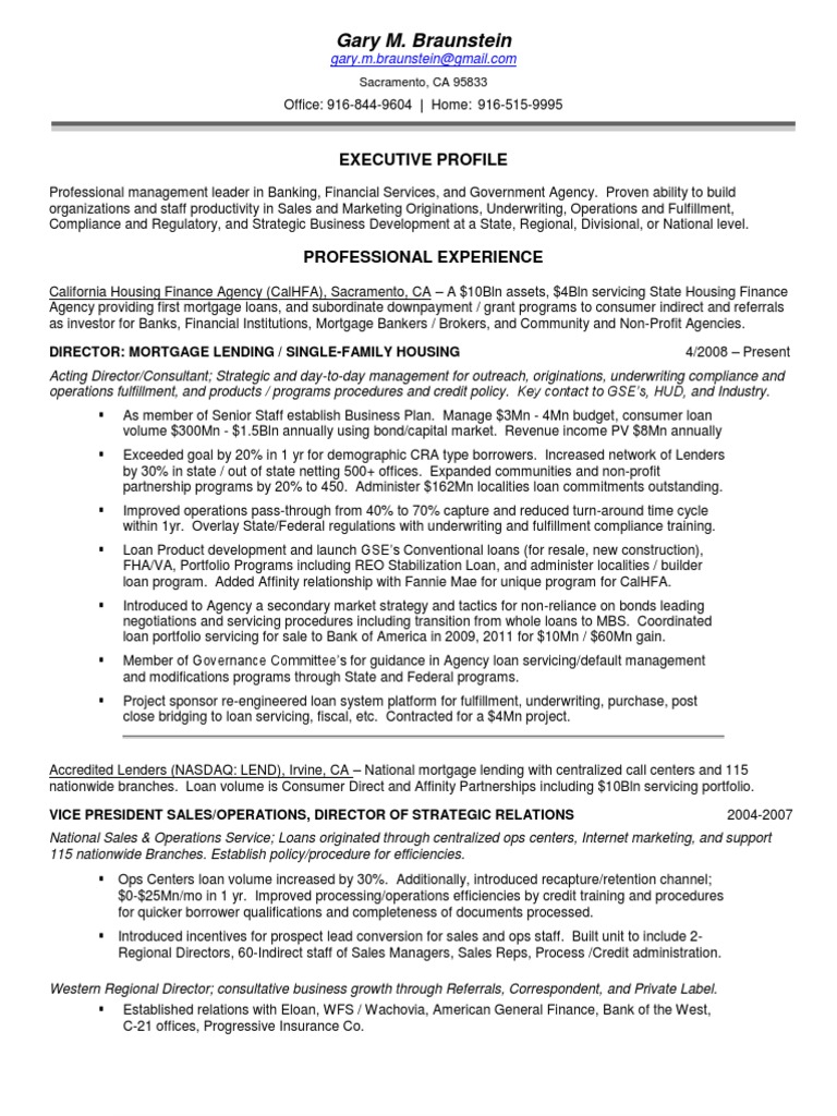 SVP Mortgage Lending Director in Orange County CA Resume Gary ...