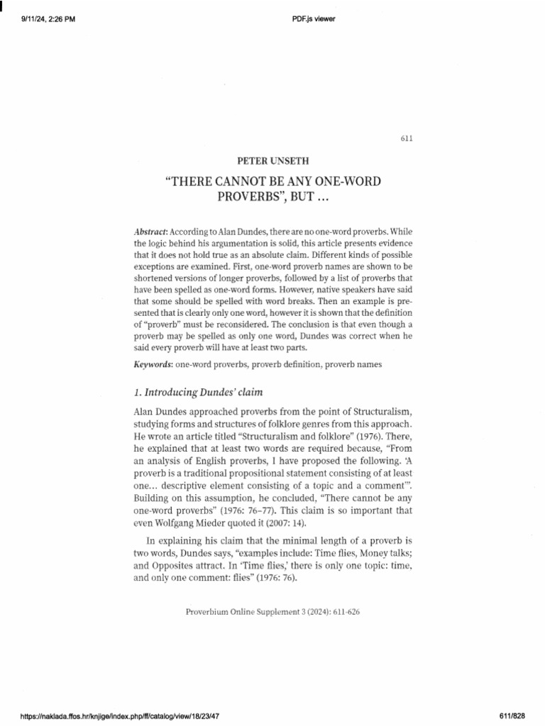 One-Word Proverbs | PDF